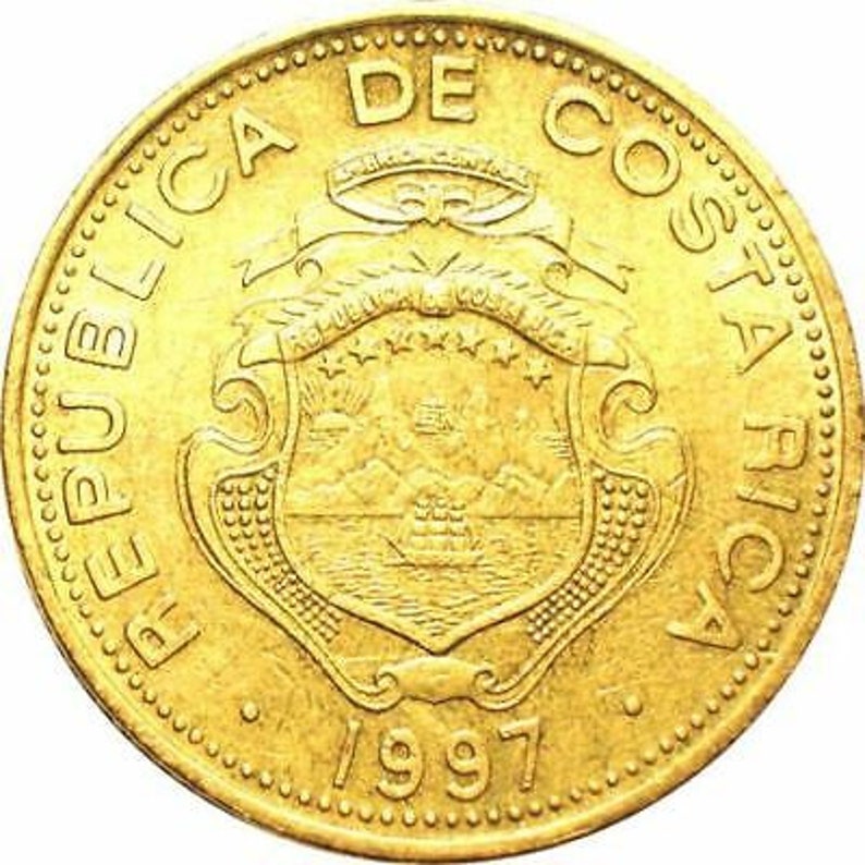 Costa Rica Coin 100 Colones Stars Volcno Ship Sun - Etsy