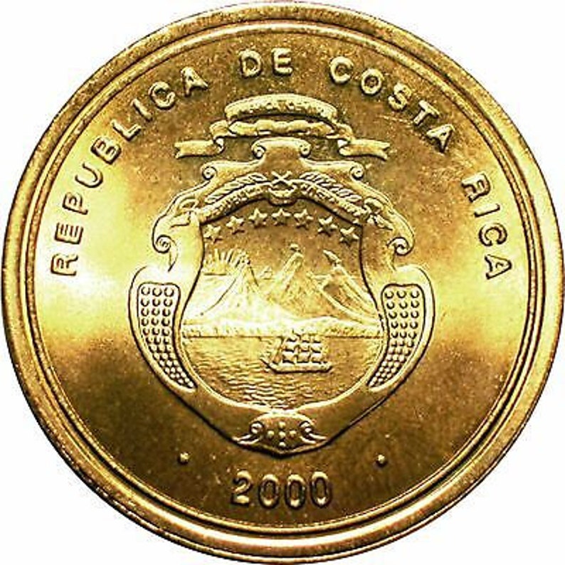Costa Rica Coin 100 Colones Stars Volcno Ship Sun - Etsy