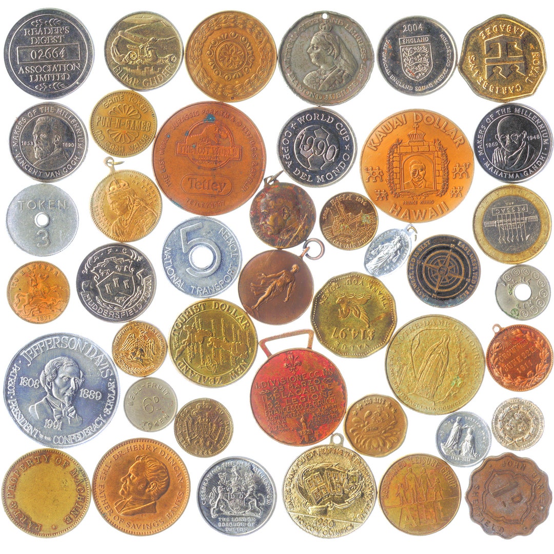 Exonumia Token Collection: Medals, Souvenirs, Elongated Coins - 10-100 ...