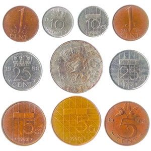 10 Netherlands Coins | Old Dutch Money | Holland Currency Cents Gulden ...