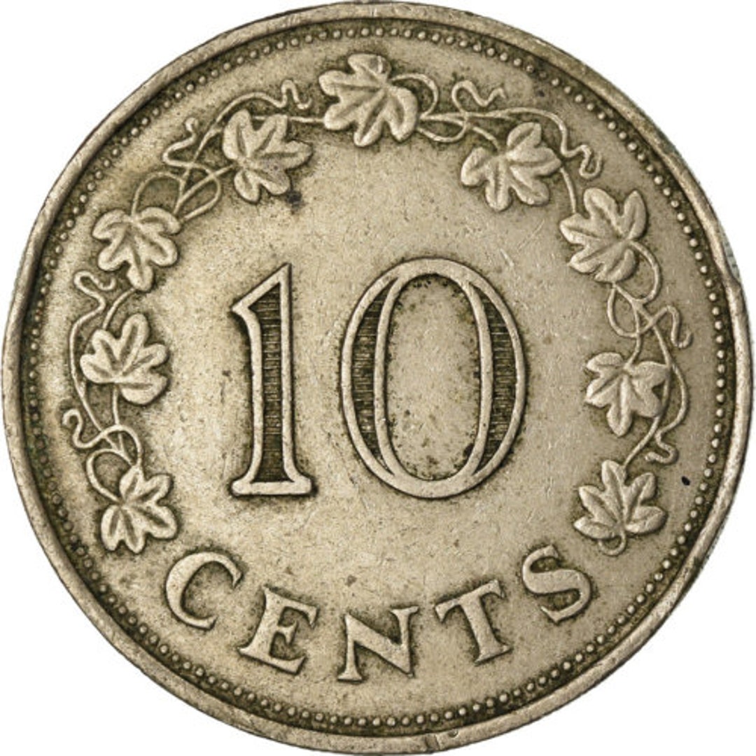 Maltese Coin Malta 10 Cents | Boat | Dolphins | 1972 - 1981 - Etsy