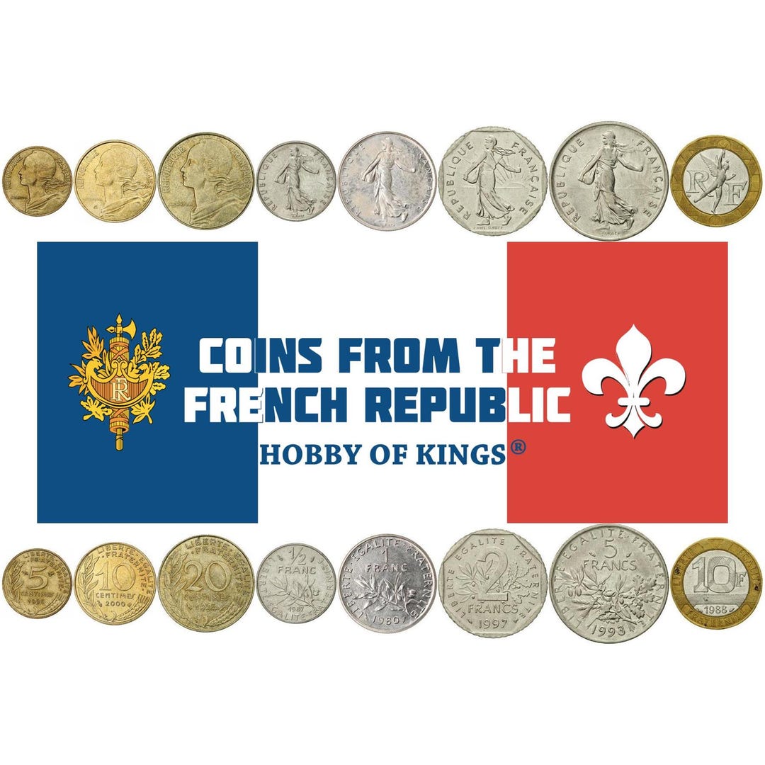 French Coin Set: 1960-2001, 5 Centimes to 10 Francs - Etsy