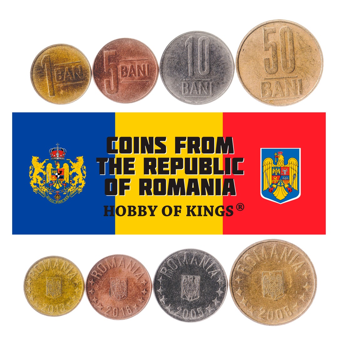Romanian 4 Coin Set 1 5 10 50 Bani | Eagle | Stars | 2005 - 2017 - Etsy