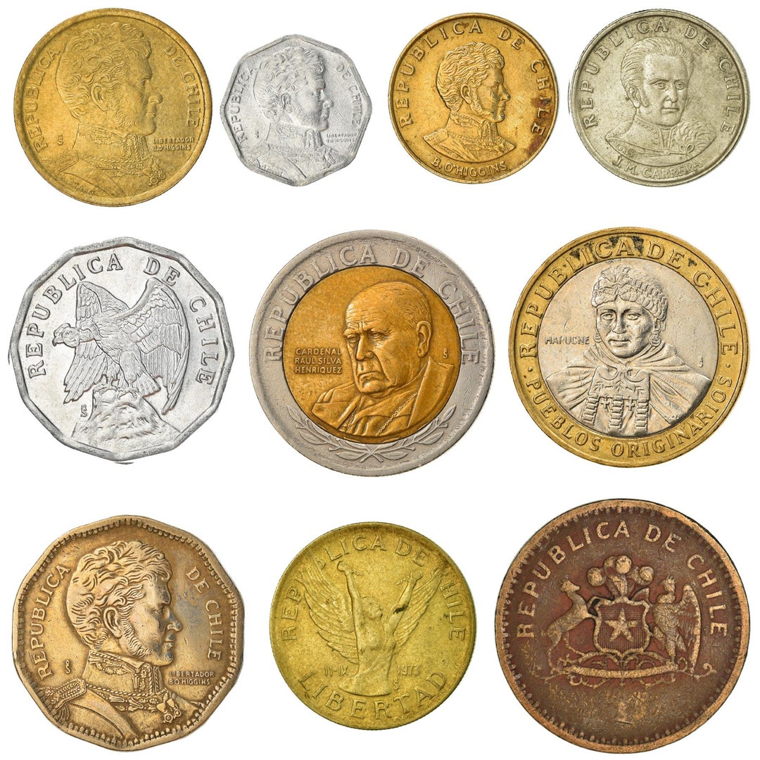 10 Monedas de Chile / Pesos / Escudos / Centesimos / Centavos ...