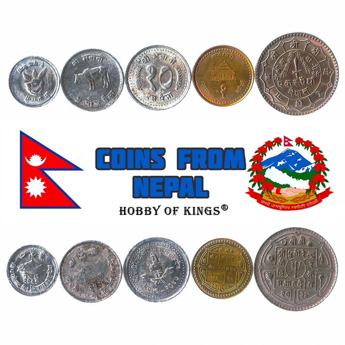 5 Nepal Coins Mixed Nepalese Currency Paisa Rupee - Etsy