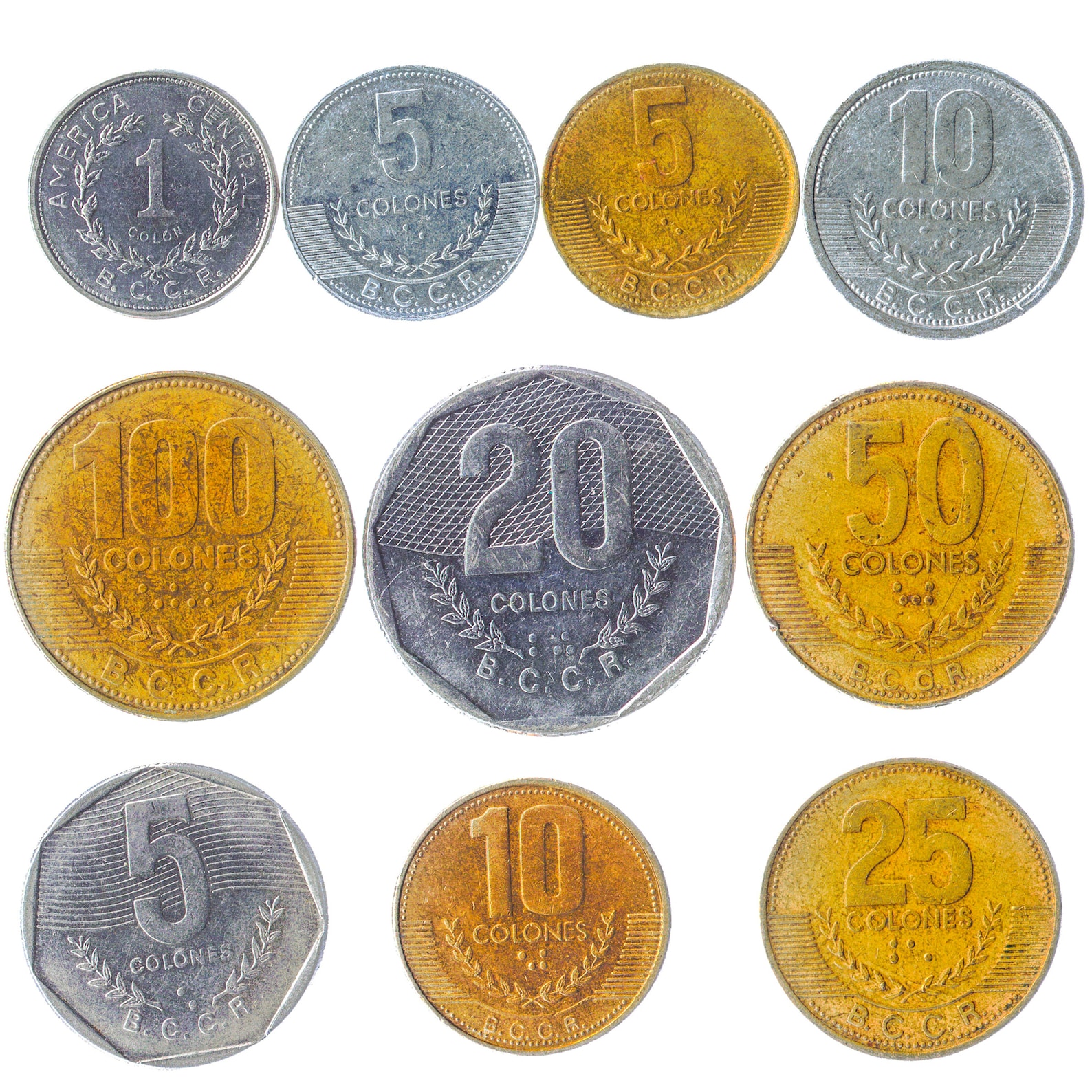 10 monedas diferentes de Costa Rica. Colección de Dinero - Etsy España