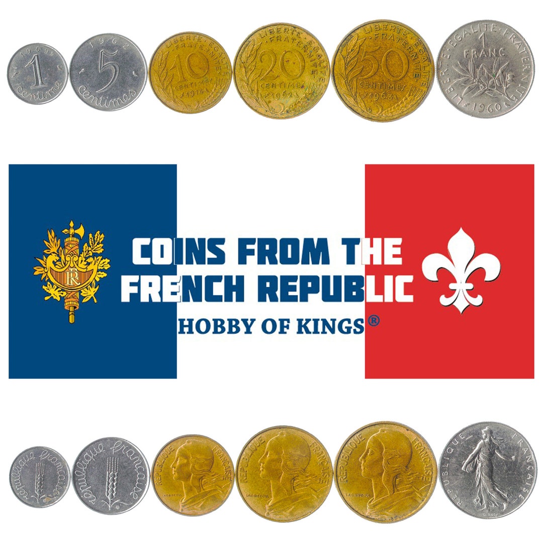 6 Coins From France Money Set 1 5 10 20 50 Centimes 1 Franc Old 6-coins-from-france-money-set-1-5-10-20-50-centimes-1-franc-old