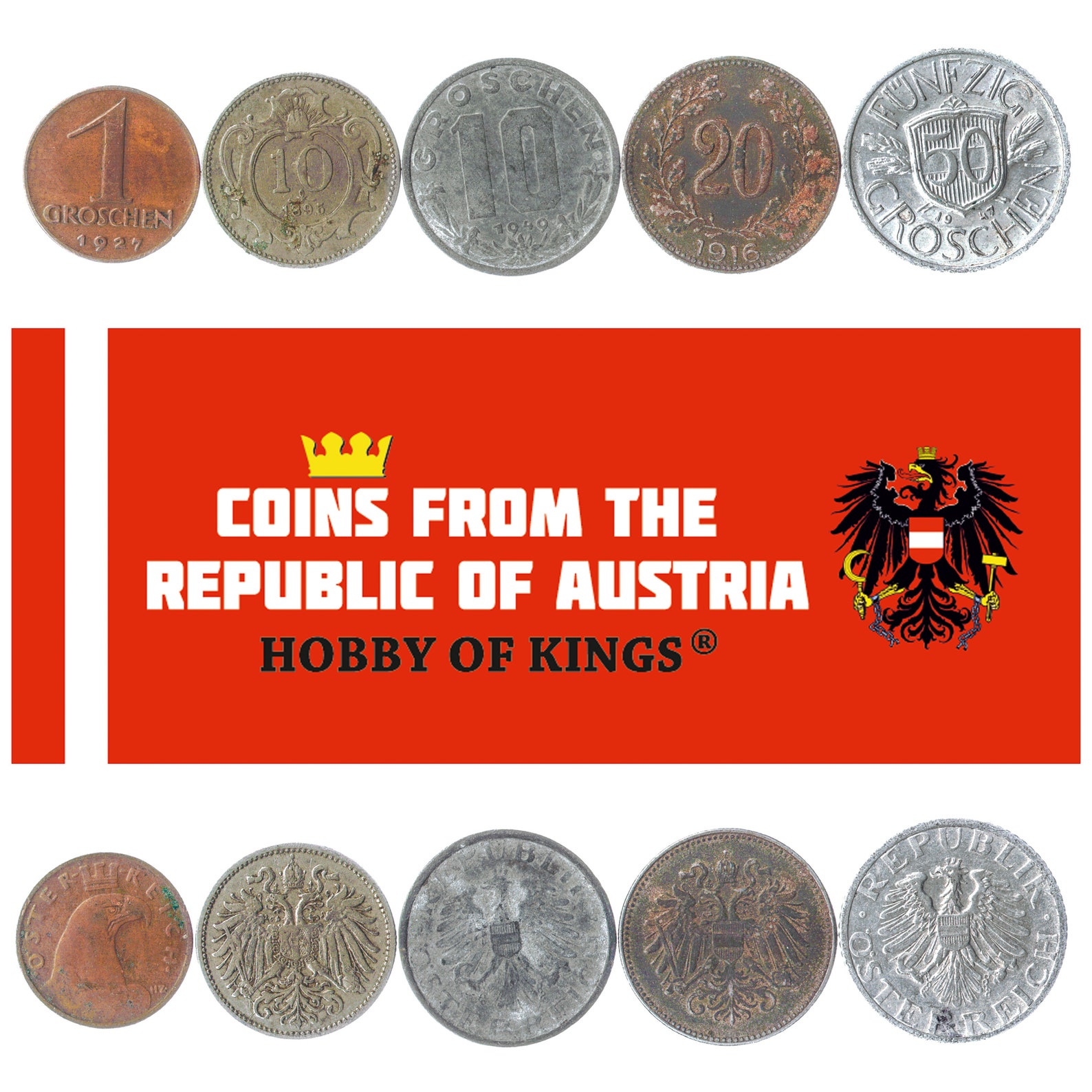 Austrian Coin Collection: 5 Old Coins (1892-1950) - Etsy