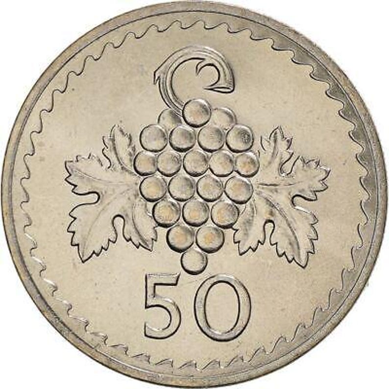 Cyprus 50 Mils Coin | Grapes | 1963 - 1982 - Etsy