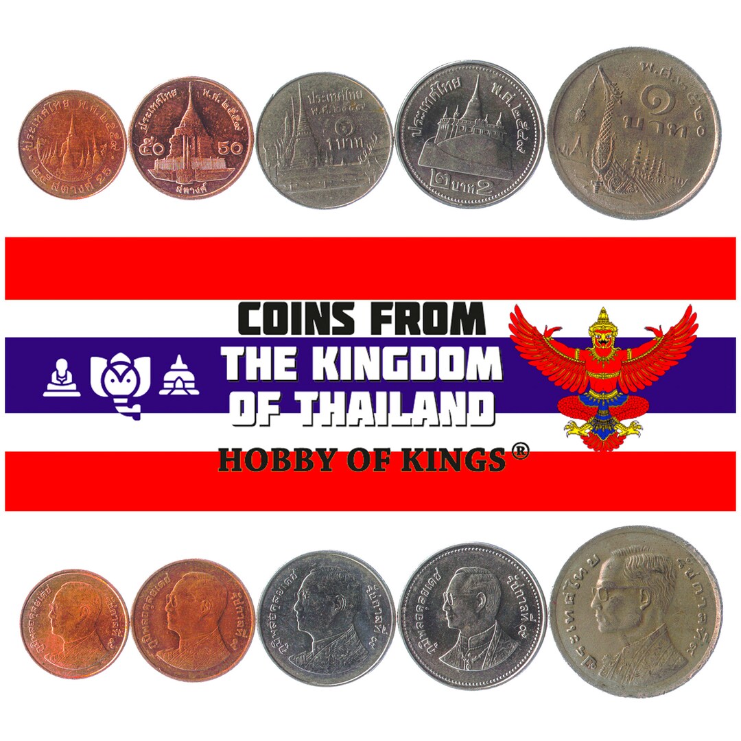 5 Different Coins From Thailand. Old Collectible Money From Asia. Thai ...