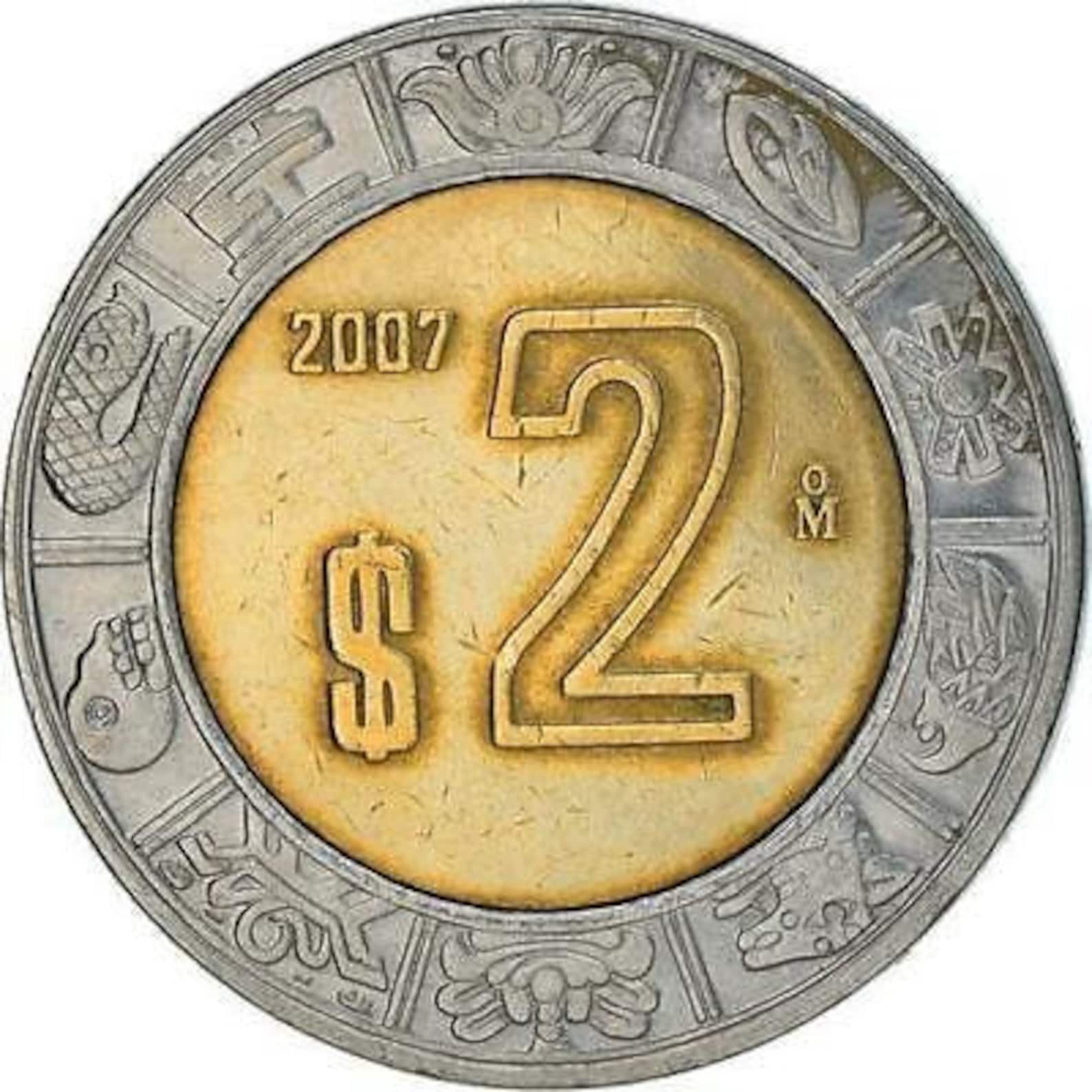 Mexico 2 Pesos | Aztec Calendar | Piedra Del Sol Coin 1996 - 2021 - Etsy