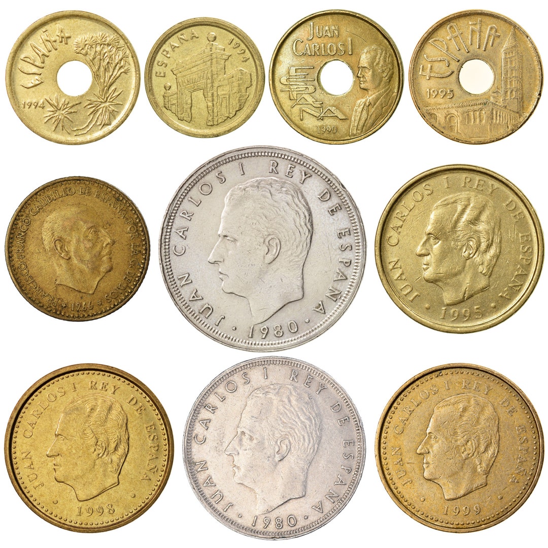10 Spain Coins | Spanish Currency Collection | 1 - 100 Pesetas ...