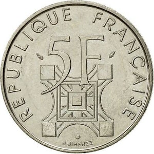 French Coin | 5 Francs | Eiffel Tower | France | 1989 - Etsy