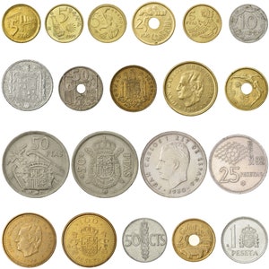 Spanish Coin Collection: 1940-2000 Peseta Currency Set - Etsy