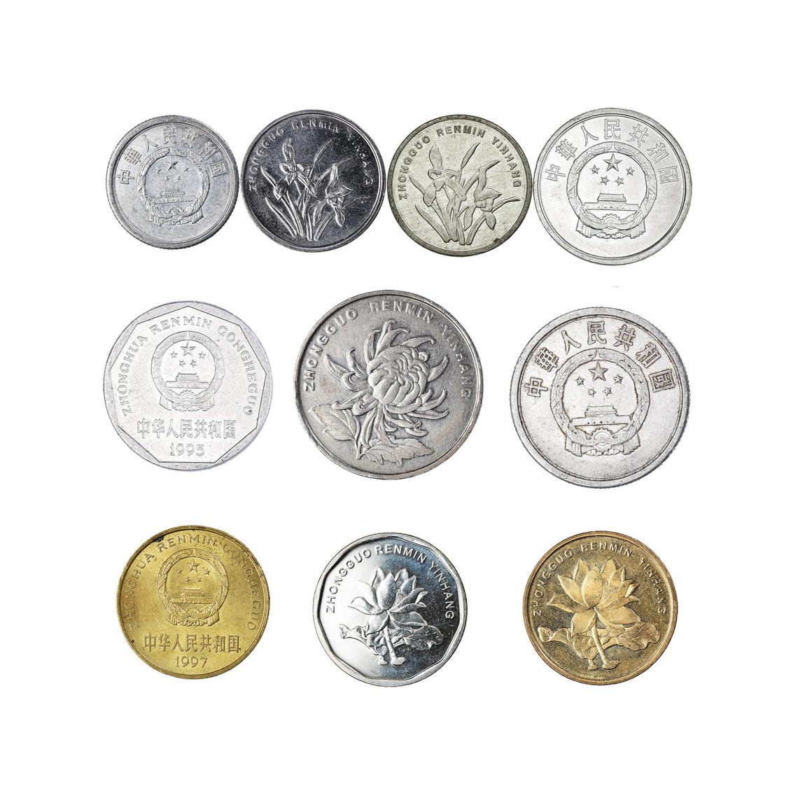 Chinese Coin Collection: 10 Old Coins, Fen Jiao Yuan (1955-date) - Etsy
