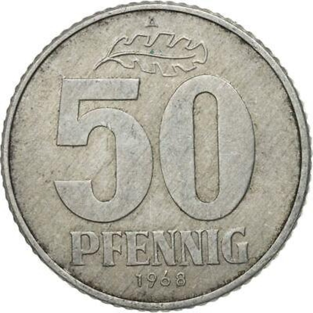 German Democratic Republic 50 Pfennig Coin | Oak Leave | KM12.2 | 1968 ...