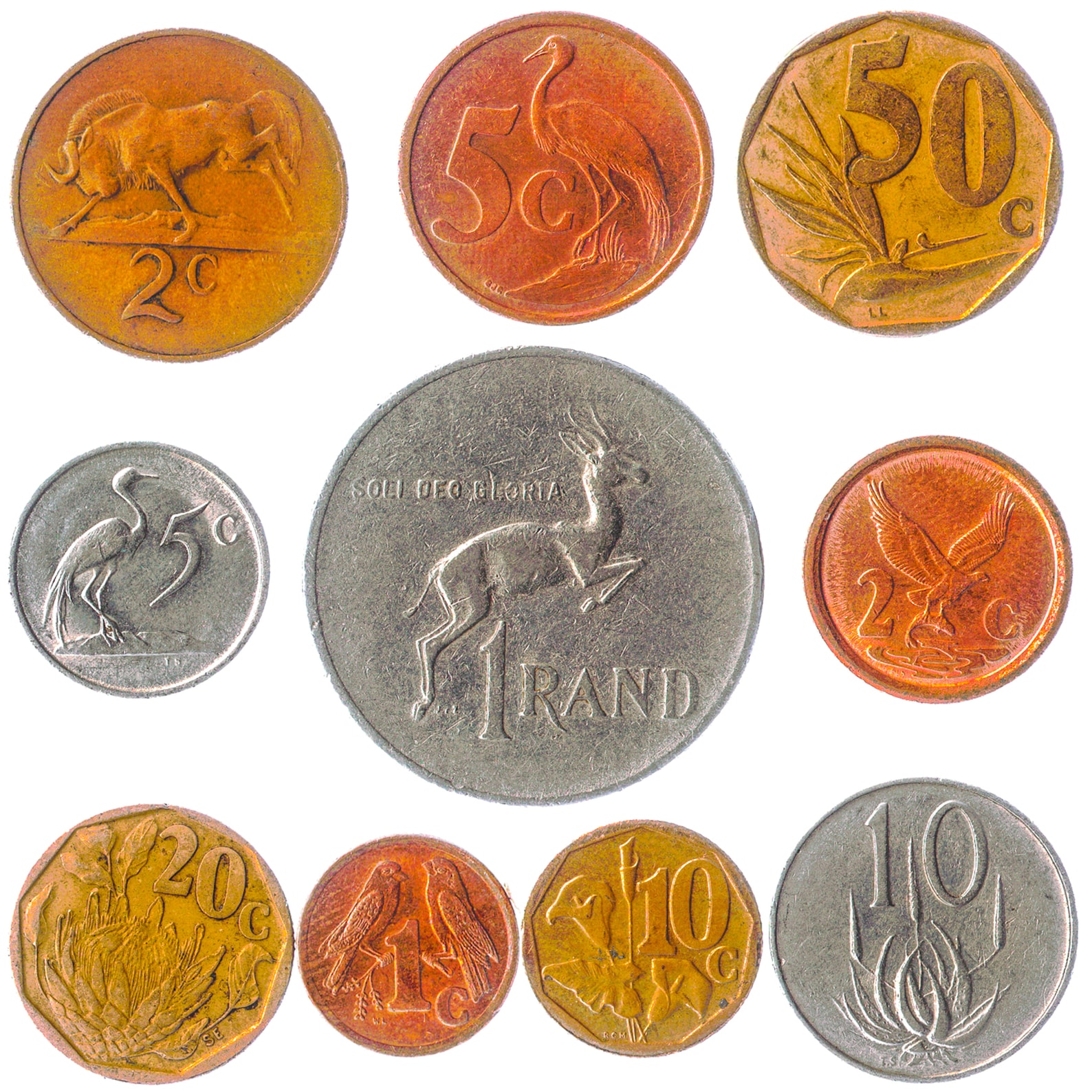 10 South African Coins | Cents | Rands | RSA | Unique Currency | Old ...