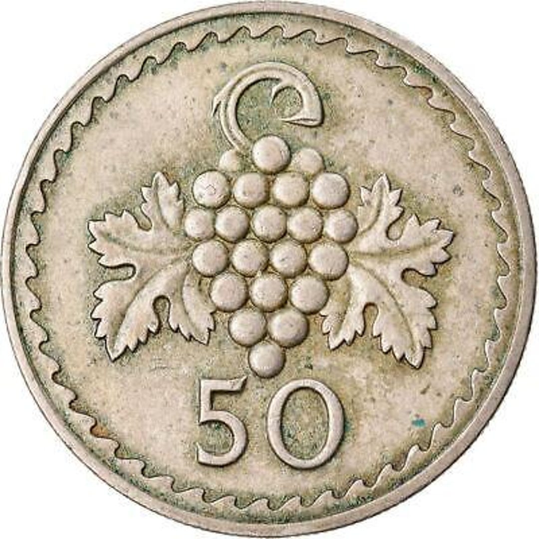 Cyprus 50 Mils Coin | Grapes | 1963 - 1982 - Etsy