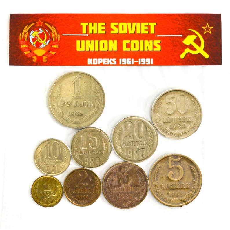 USSR Full Set of 9 Soviet Russia Coins Collection 8 Kopeks 1 | Etsy