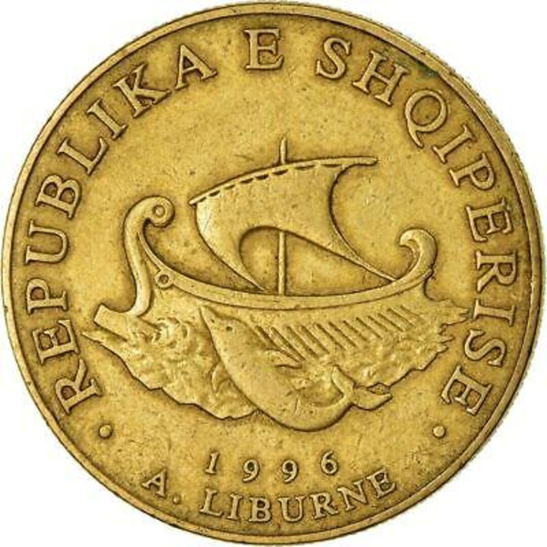 Albania 20 Leke Coin | Liburn Ship | Dolphin | Oak | Laurel Branch ...