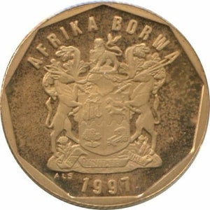 South Africa 50 Cents Sesotho Legend - AFRIKA BORWA Coin KM163 1996 ...