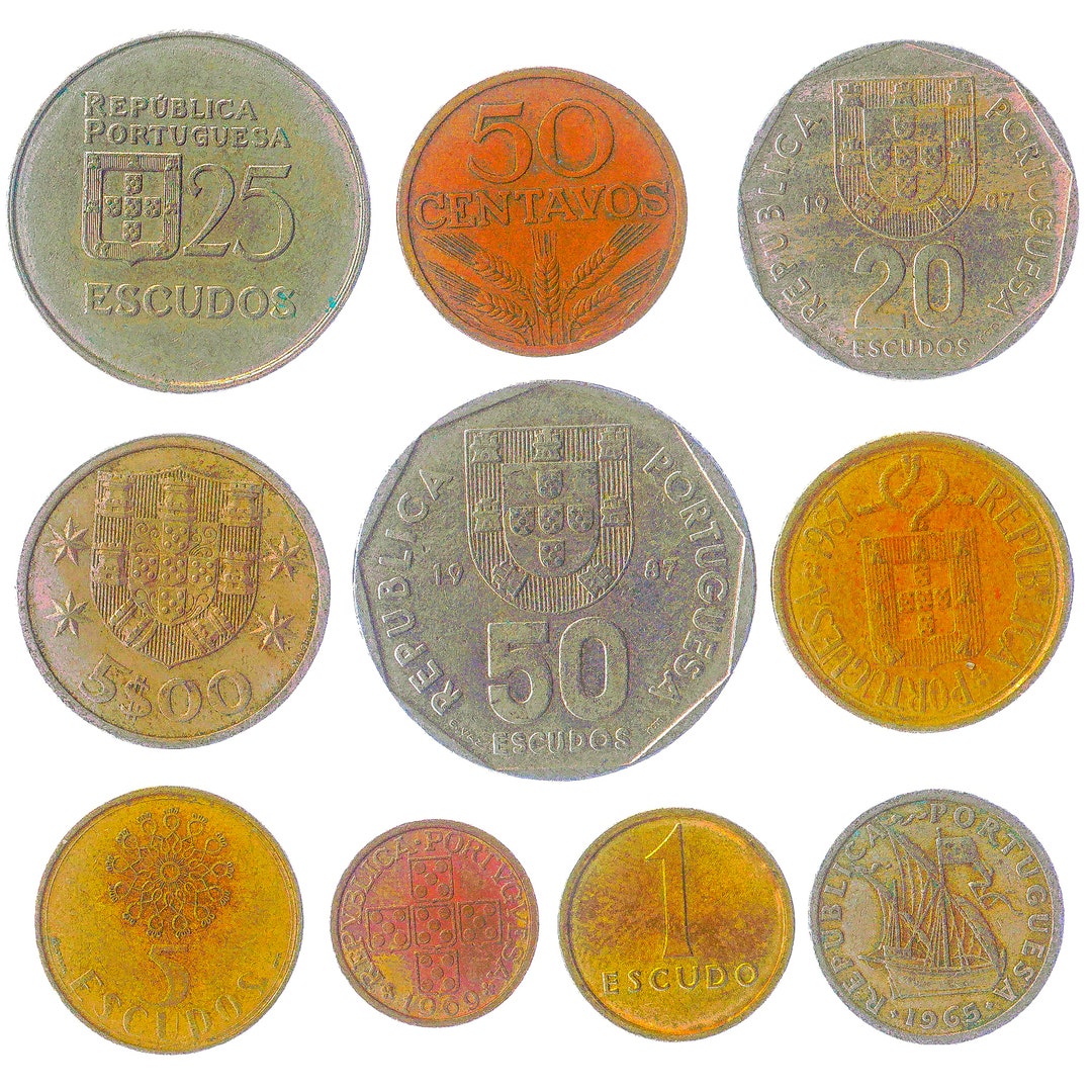 10 Portugal Coins Portuguese Republic Collectible Money Escudos ...