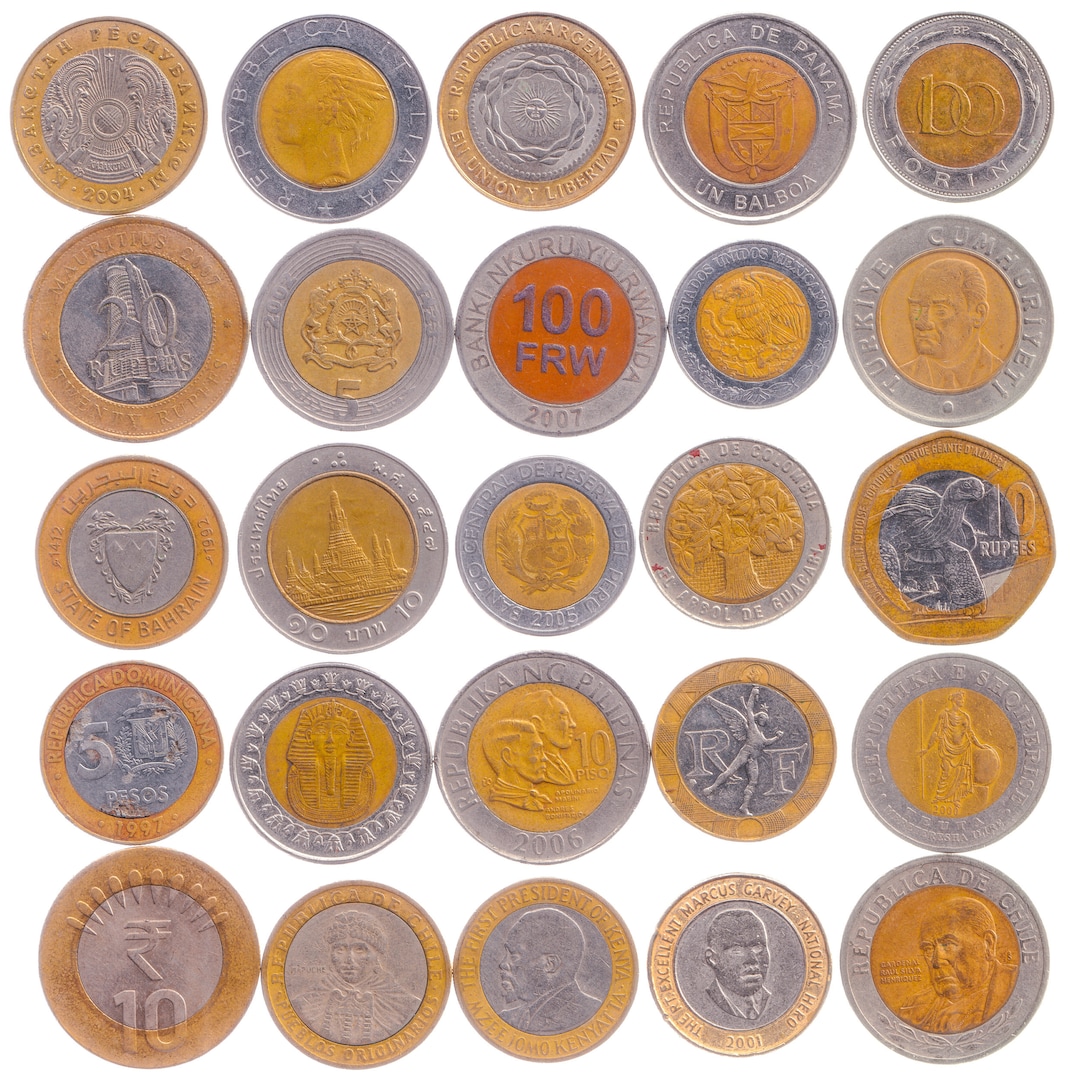 Bi-metallic (bimetall) Coins | Mixed World Currency Collection ...
