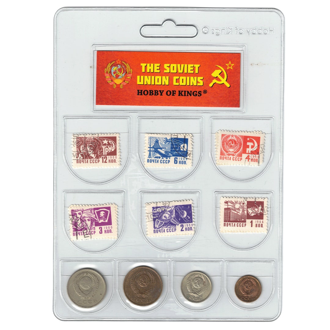 Soviet Union 4 Coin Set 1 3 10 20 Kopeks 6 Postage Stamps With USSR ...