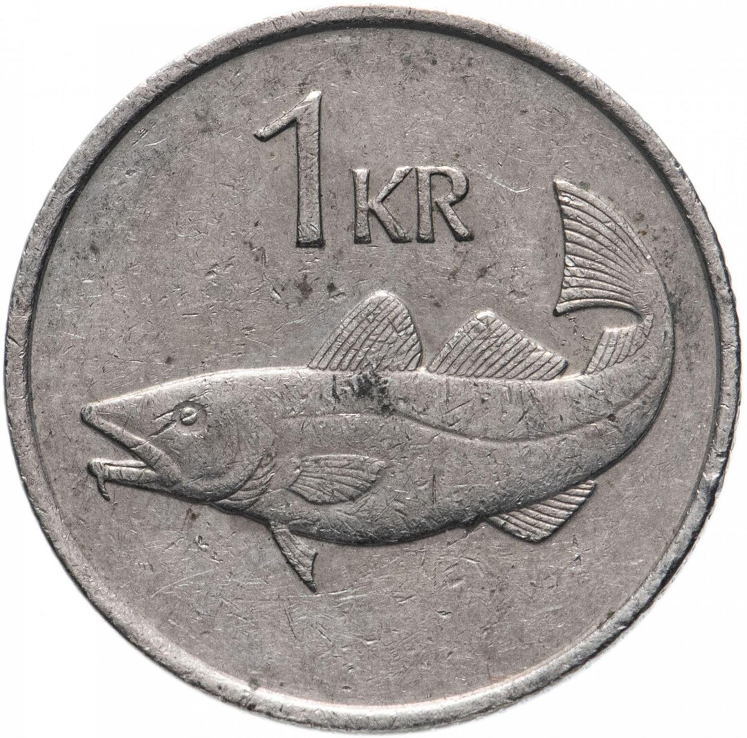 Icelander Coin Iceland 1 Krona | Giant Bergrisi | Cod Fish | 1981 ...