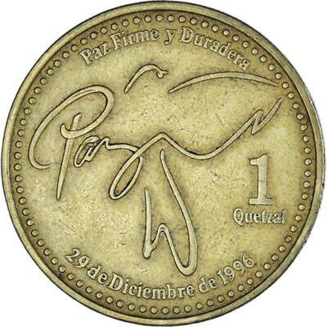 Guatemala | 1 Quetzal Coin | Coat of Arms | Dove | Km:284 | 1999 - 2012 ...