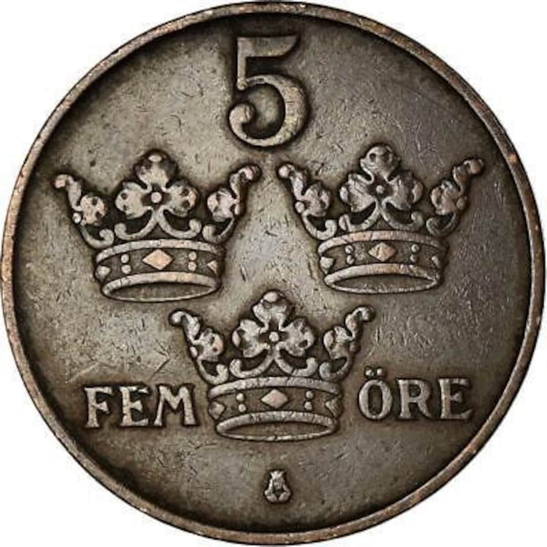 Swedish 5 Ore Coin | King Gustaf V | Sweden | 1910 - 1950 - Etsy