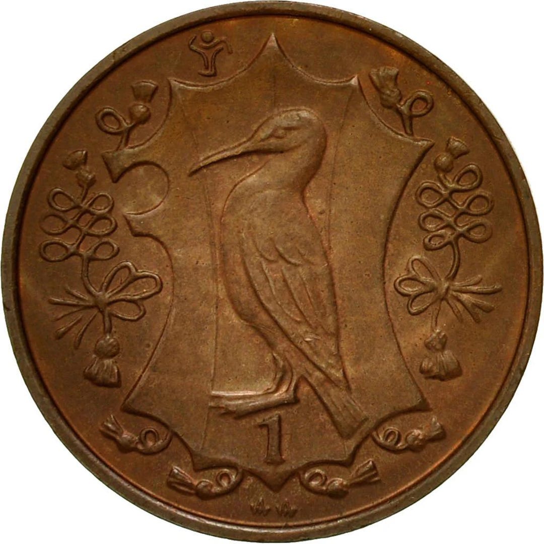 Manx Coin Isle of Man 1 Penny | Queen | European Shag | Shield | 1985 ...