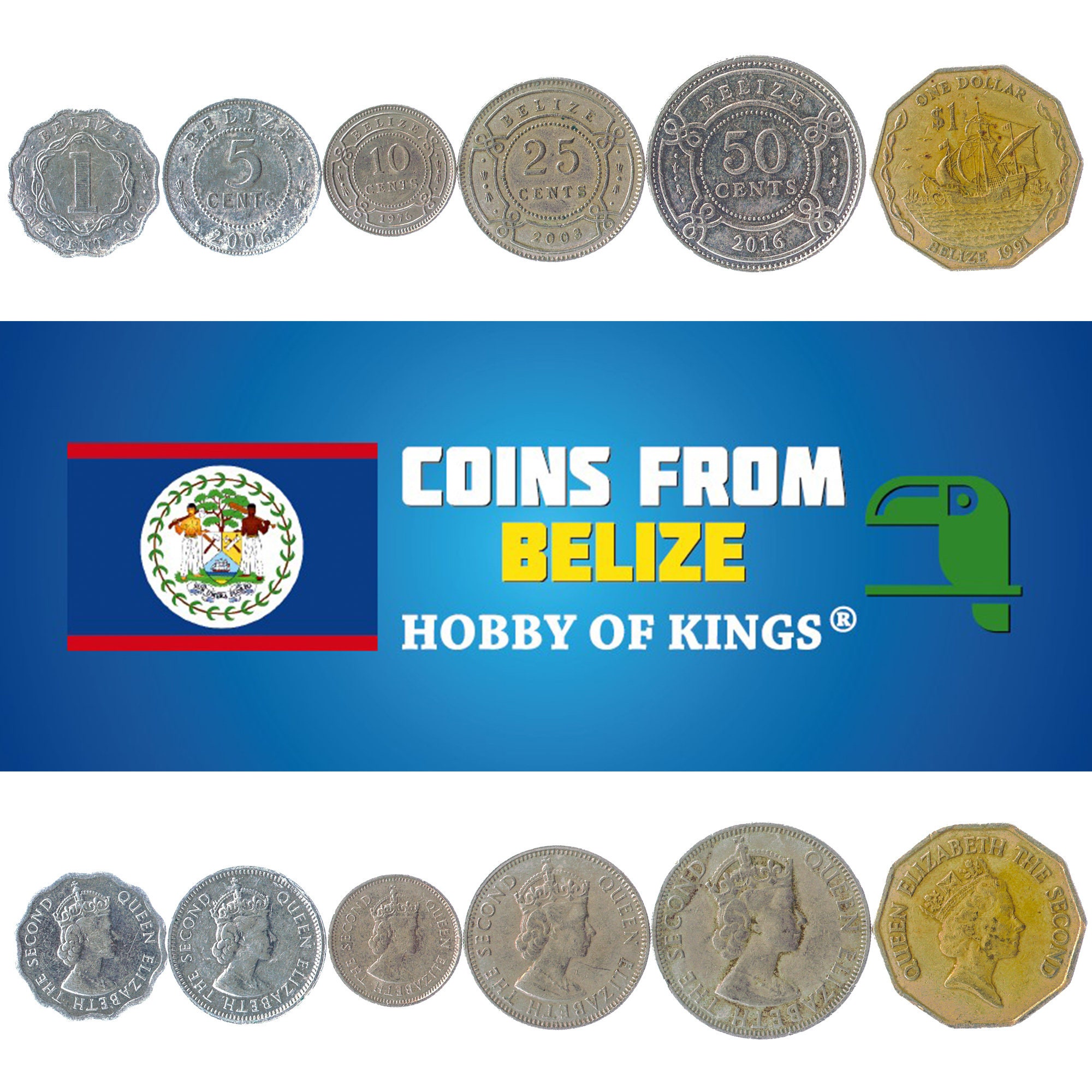 6 Coins from Belize. Queen Elizabeth II. A Full Money Set: 1 | Etsy