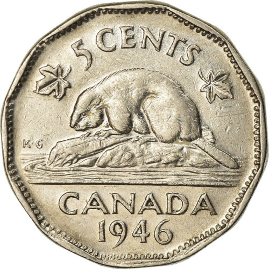 Canadian Coin Canada 5 Cents | King George VI | Beaver | 1946 - 1947 - Etsy