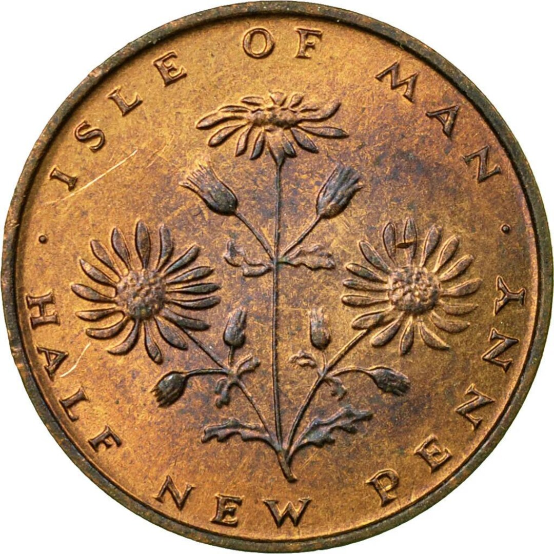 Manx | Isle of Man Half New Penny Coin | Jacobaea Vulgaris | Flower ...