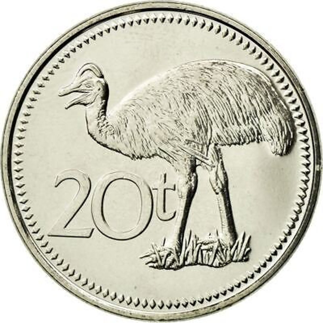 Papua New Guinea Coin | 20 Toea | Elizabeth II | Dwarf Cassowary | 2004 ...