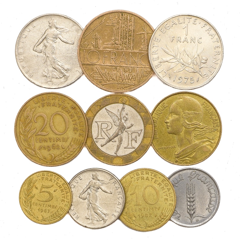 French Coin Collection: 10 Republic Coins, 1959-2002 - Etsy