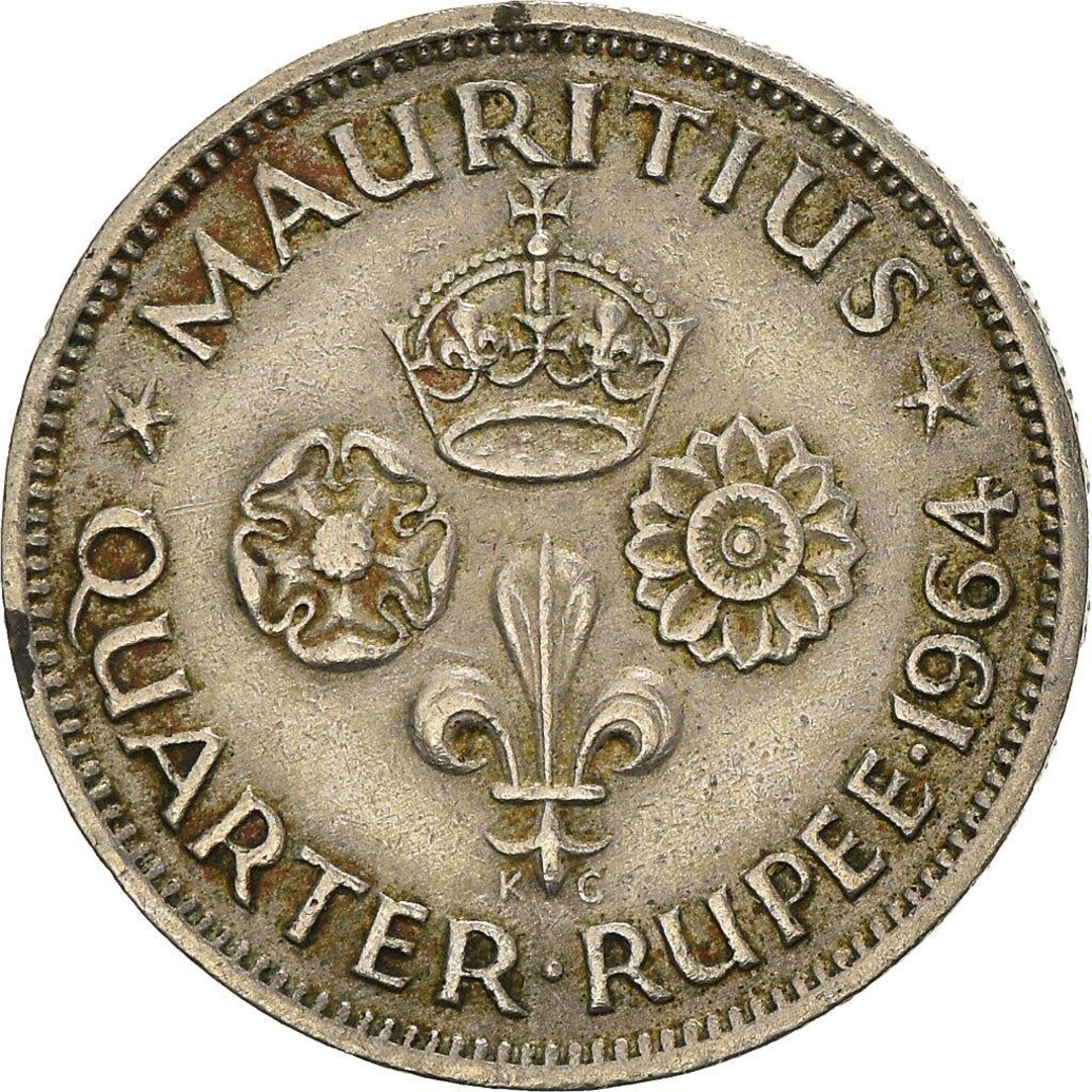 Mauritius 1/4 Rupee Coin | Elizabeth II | Lotus Flower | KM36 | 1960 ...