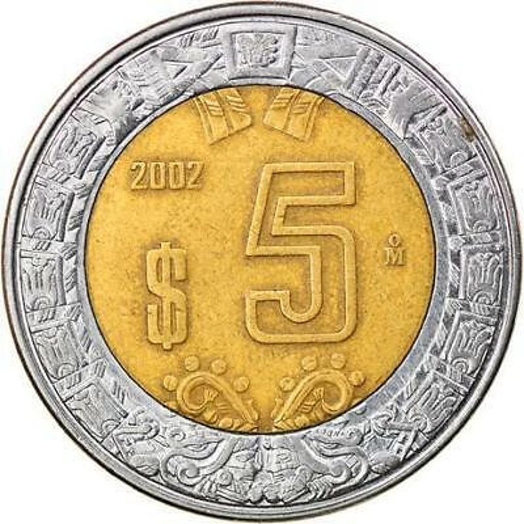 Mexico 5 Pesos Aztec Sun Stone Serpents Ring Eagle Coin 1997 2021 - Etsy