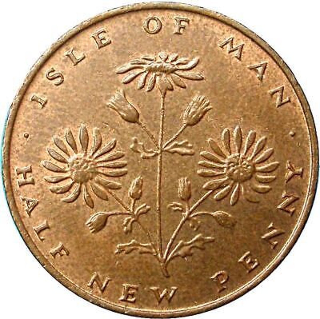 Manx | Isle of Man Half New Penny Coin | Jacobaea Vulgaris | Flower ...