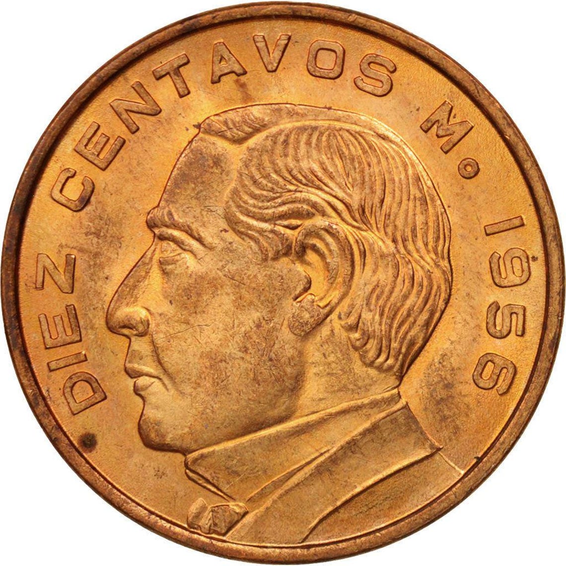 Mexico 10 Centavos | Benito Juárez | Mexican Coin 1955 - 1967 - Etsy