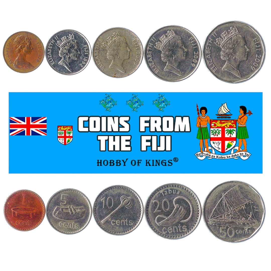 5 Different Fijian Coins. Money From Oceania. Old Collectible Foreign ...