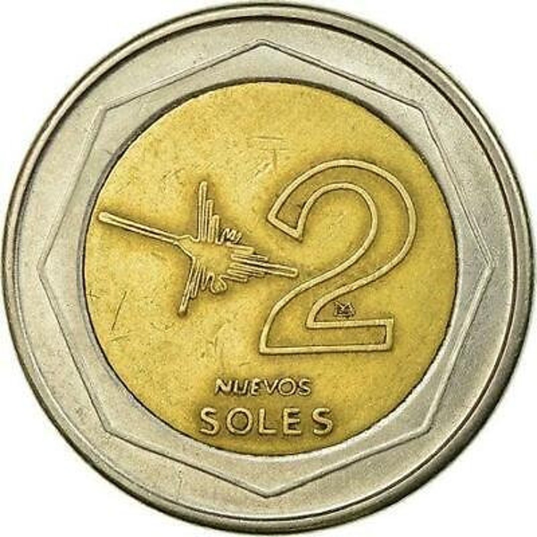 Perú 2 Nuevos Soles 1er tipo / Escudo Perú / Moneda Colibrí KM313 1994 ...