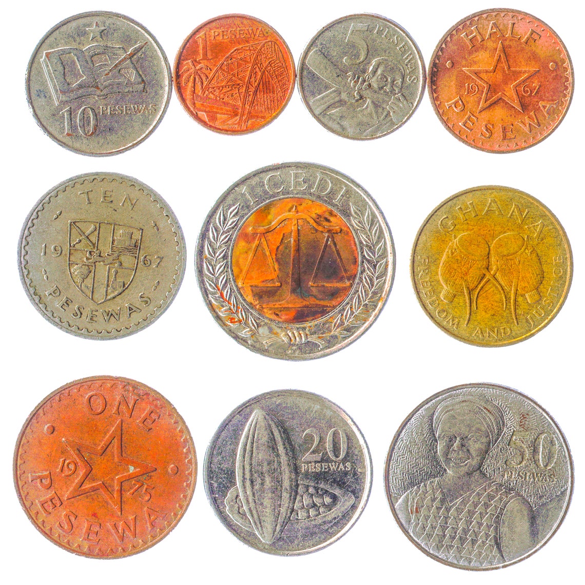 10 Different Ghanaian Coins From West Africa Ghana. African - Etsy UK