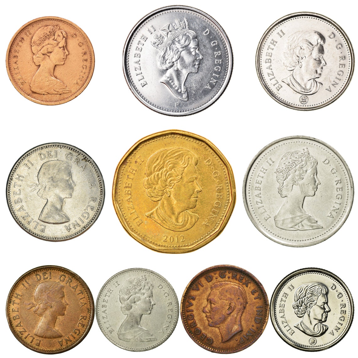 Canada 10 Coins Mixed Canadian Currency Cents Dollars - Etsy Canada