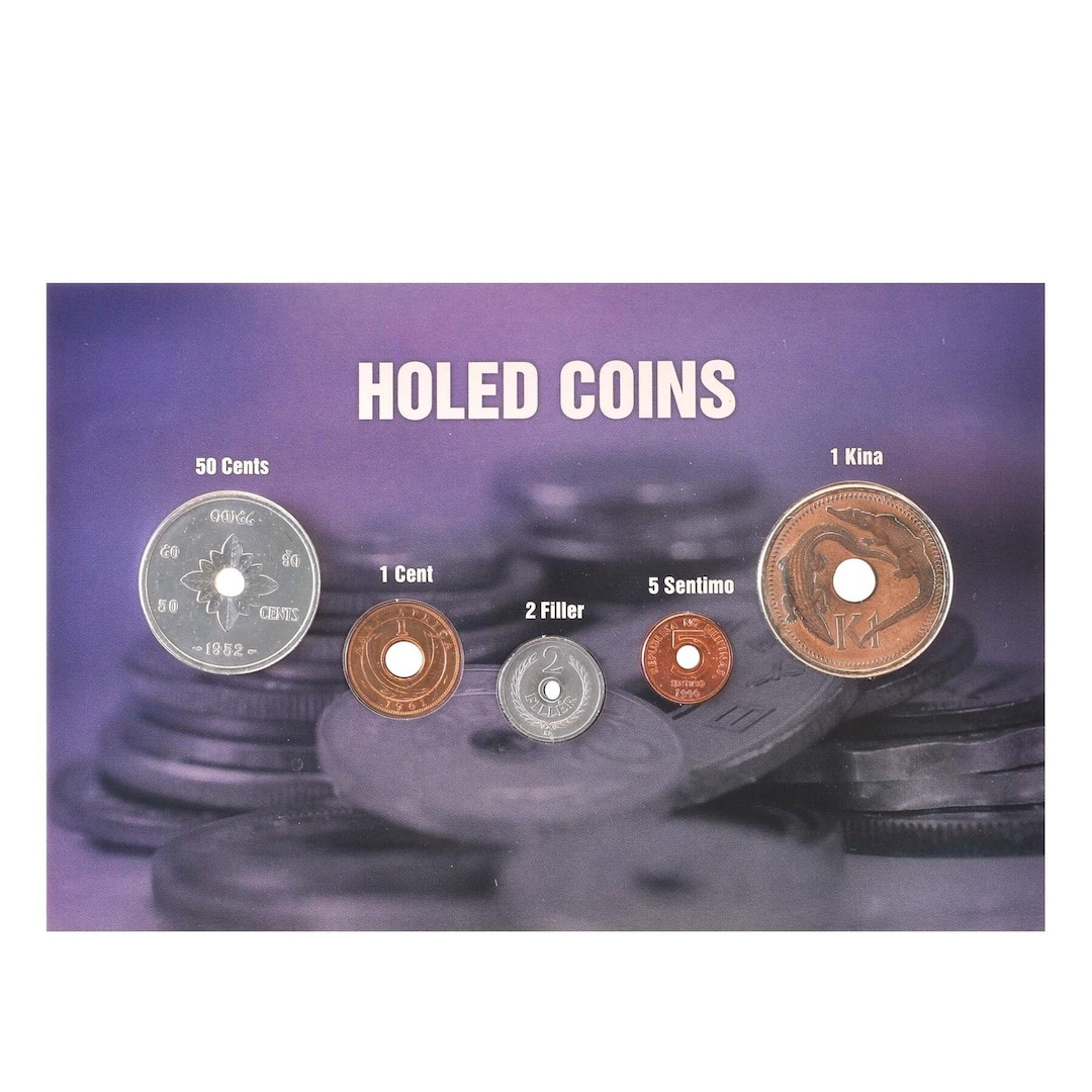 Holed Coins | 5 Coin Set With Holes | Papua New Guinea | Philippines ...