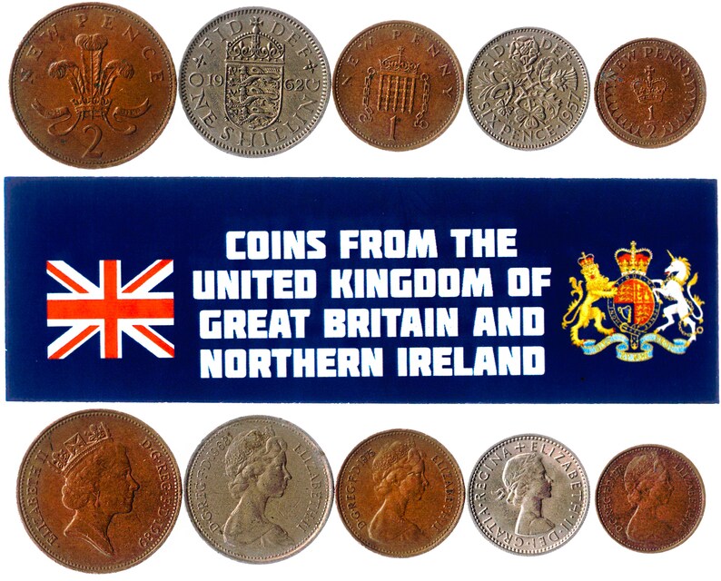 5 British Coins. Different Coins From England. Foreign - Etsy