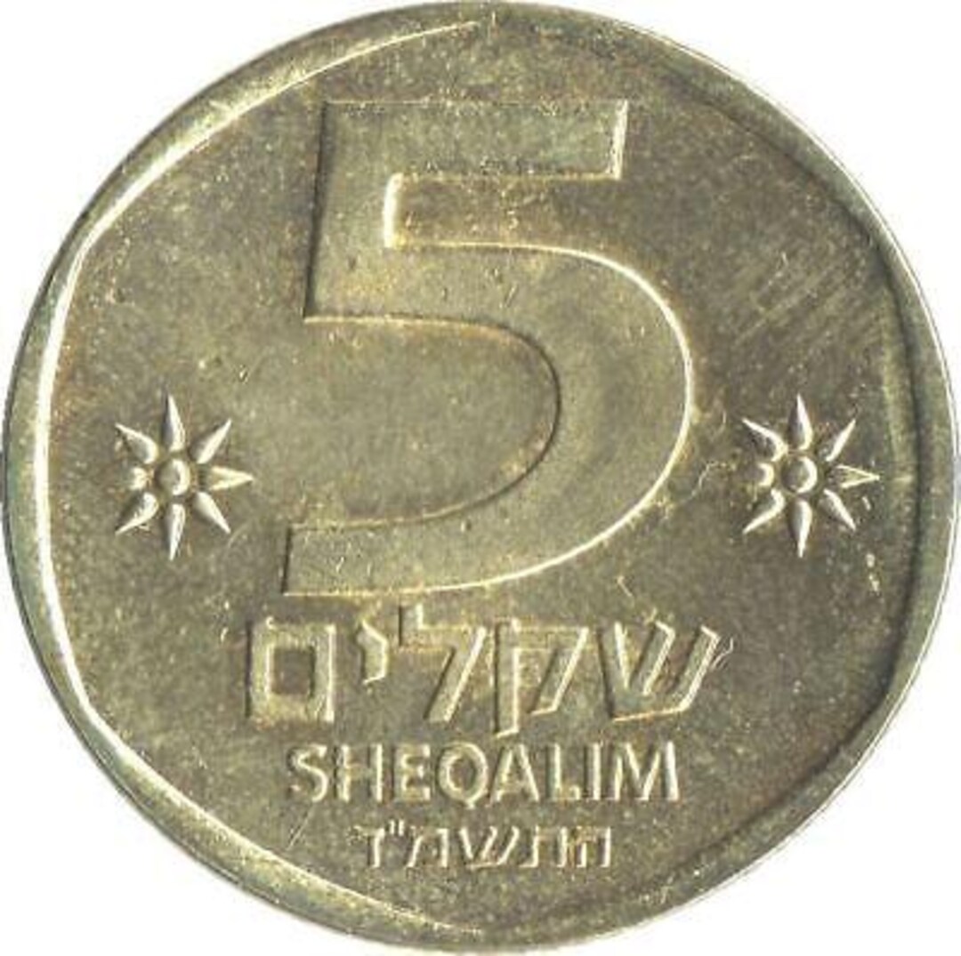 Israel | 5 Sheqalim Coin | Cornucopia | Ribbon | 1982 - 1985 - Etsy
