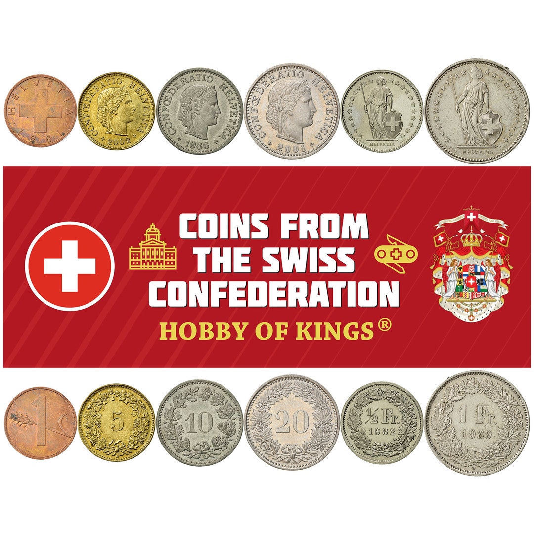 Swiss 6 Coin Set 1 5 10 20 Rappen 1/2 1 Franc | Wheat | Libertas ...