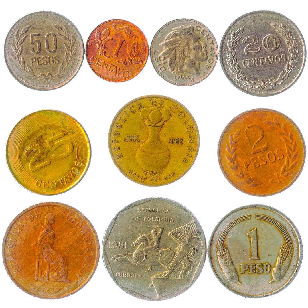 Monedas Colombianas Latinoamérica Moneda Antigua Centavos Pesos Dinero ...